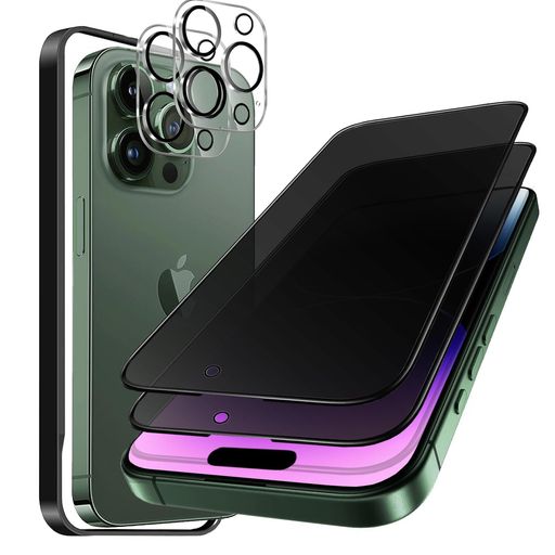 1【対応機種】iPhone14pro(アイフォン14プロ)6.1インチ用。同梱物:28°覗き見防止強化ガラスフィルム2枚、レンズ保護フィルム2枚、ガイド枠1個、滑り止めマット*1、取扱説明書。商品は一枚一枚手作業で検査しましたので、品質は非...