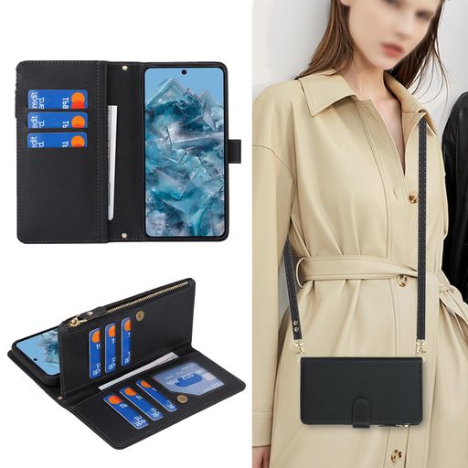 【対応機種】Pixel8Pro.内蔵マグネット機能搭載の手帳型ケースなので、留め具の邪魔無し、滑り防止の素材を採用され、とてもシンプルな感じで、しかも持ち易く、使い勝手がよいのです。 【クロスボディチェーン&amp;リストストラップ】調節可...