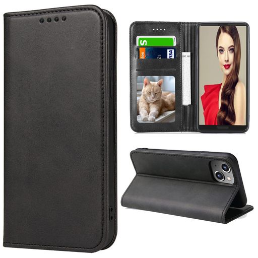 【対応機種】:iPhone13mini用手帳型ケース(5.4インチ対応) (1)【素材改良】本商品の外部カバーは牛革繊維を人工合成という生産プロセスで仕上げられた合革で、普通の合革より、性能上の耐熱性、耐摩擦が一層アップされた。表面生地が硬...