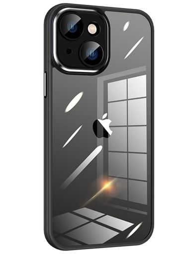 【対応機種と素材】iPhone14Plusサイズ:6.7インチ対応、ケース本体:約縦16.5x横8.8x厚1.1cm、主素材:シリコーンサイド、アクリル背面クリアプレート、メッキ金属ボタンとカメラアクセサリーリング、H9強い硬度ガラスレンズ...