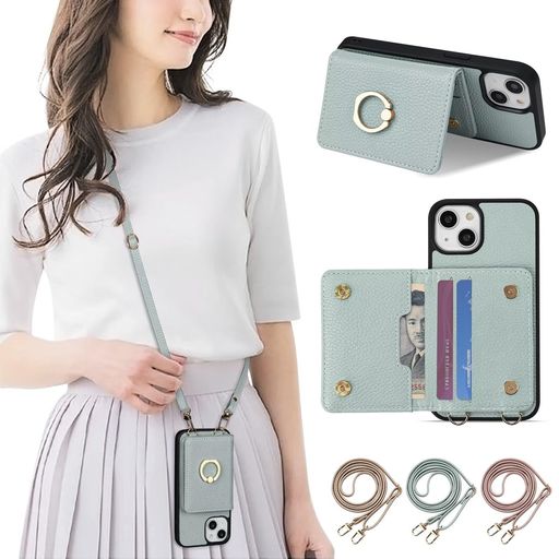 【対応機種】iPhone15Pro(6.1)ケース手帳型ショルダー。スタンド機能があり、調節可能な肩掛けストラップが付属しているため、斜め掛け、首掛け、または肩掛けで使用することができます。カードスロットが3つ付いている、通勤カード、お札、...