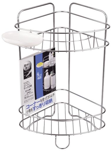 バスルームの洗面用品。 サイズ(約):幅210x奥行210x高さ390mm(石けん皿含まず) 本体重量(約):750g 材質:本体/鉄(クロムめっき+クリアエポキシ樹脂塗装)、石けん皿/ポリプロピレン(耐熱温度100度) 耐荷重(約):上段...
