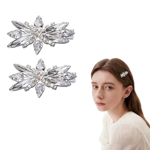 【ラインストーン ヘアピン】ヘアピンはキラキララインストーンを用いたデザイン、太陽と明の下でで輝いています、光沢感にあふれている。髪飾り全体の繊細な質感とトレンドのファッション感を大幅に引き立て、髪飾りは存在感がある。 【高品質の素材】ヘア...