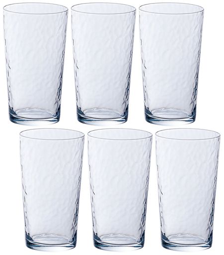 冷たい飲み物 サイズ:最大径7cm(口径7cm)x高さ12.1cm 本体重量:約173g 満水容量:約300ml 素材・材質:ソーダガラス 生産国:日本 セット内容:6個セット