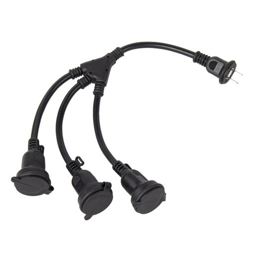 コード:VCT1.25mm2x2芯 【電気用品安全法(PSEマーク) 技術基準適合商品】 125V 15A 合計1500Wまで 差込口:3個口 コード長:(電源プラグから各差込口まで)約46cm 耐トラッキングカバー付きプラグ 防雨型 屋外...