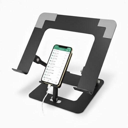 【デュアルスクリーン連携、スマホ首にさよなら】PC・スマホスタンドの2in1設計。 スマホスタンドを前方の遮るものがない位置に配置。PC作業をしながら、視線を大きく動かさずにスマホの通知をチェックできます。真のマルチタスクを実現し、視線移動...