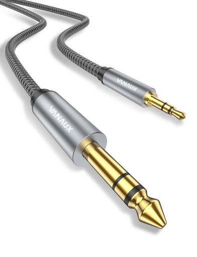 【耐久性】 3.5mm to 6.35mm オーディオケーブルは、どんな状況でも簡単に配線、配置、設置できるように高品質のナイロン編組保護ジャケットを採用し、10,000回以上の屈曲テストを行って最高の耐久性を実現しています。 【優れた音質...