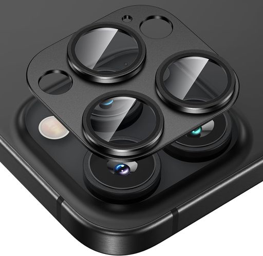 1.星(塗り潰し)星(塗り潰し)【対応機種・一体化デザイン】:iPhone16Pro/iPhone16ProMaxカメラレンズカバー(ブラック)。アルミニウム合金+AR高透過率強化ガラス製、iPhone16Pro/iPhone16ProMa...
