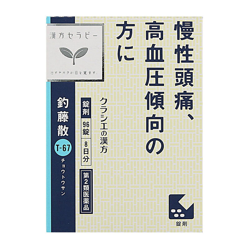 名　称JPS釣藤散料エキス錠N内容量96錠特　徴　釣藤散は肩こり、めまいなどがある方の慢性頭痛、高血圧の傾向、神経症を改善します。特に朝方に頭痛することが多いものに適しております。　本剤は漢方処方である釣藤散の生薬を抽出し、乾燥エキスとした...