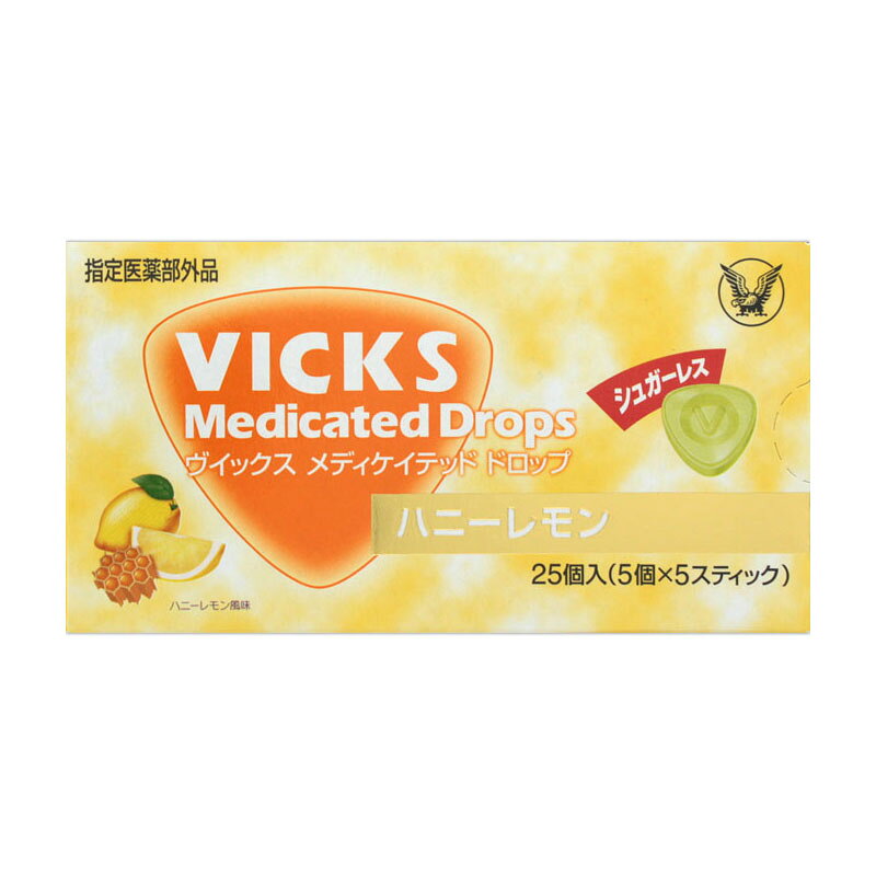 名　称ヴイックス メディケイテッド ドロップ シュガーレスハニーレモン内容量25粒特　徴のどのあれ・痛み、声がれに…使用上の注意■相談すること1．次の人は使用前に医師、歯科医師又は薬剤師に相談してください　（1）医師又は歯科医師の治療を受け...