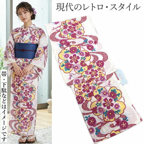 製品仕様 商品名 プレタ浴衣・「吉祥花文様」・お仕立て上がり品 サイズ／寸法 フリーサイズ 身丈163センチ・袖丈49センチ・裄67センチ対応身長 約152センチ〜167センチ 素材／材質 綿100％ ご注意事項 モ...