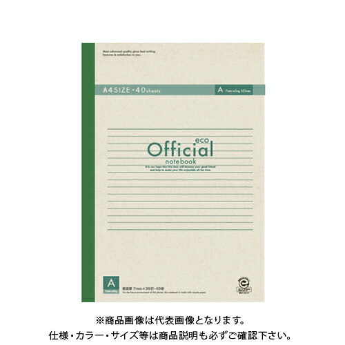 【メーカー】●日本ノート(アピカ)【仕様】●罫種類：A罫(7mm罫×35行)●中紙枚数：40枚●外寸：縦297×横210mm●材質：古紙パルプ100%配合再生紙使用●ISO白色度：70%●エコマーク：○●グリーン購入法：○●GPN掲載：○C...