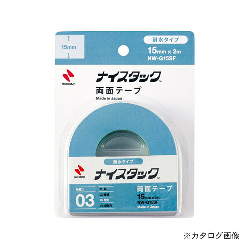 【メーカー】 ●ニチバン 【仕様】 ●寸法：幅15mm×長2m ●テープ厚：0.83mm ●耐荷重：270g ●用途：タイル、ステンレス、スチール用 ●材質：基材=PEフォーム、巻芯=古紙使用 ●GPN掲載：○CROWN オフィス図鑑 20...