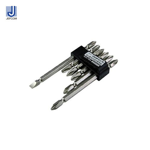 【メーカー】 ●ジェフコム（株） 【特長】 ●マグネット付ドライバービット6本組 【仕様】 ●硬質両頭ビット（インパクトドライバー対応） ●ベルトクリップ付で便利！ ●工業用特殊鋼 ●錆防処理加工 ●セット内容（各1本）・両端（＋）2×11...