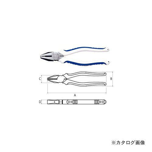 【メーカー】 ●花園工具（株） 【特長】 ●最も標準的なペンチで、電気工事、金工作業や機械部品の組立、修理等の幅広い用途に使用できます。 ●エラストマーカーバー付 【仕様】 ●サイズ：175mm(7in) ●寸法(mm)：A/193・B/5...