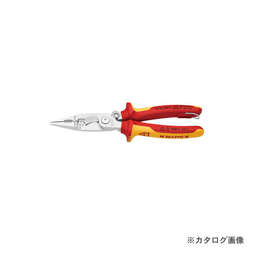 【メーカー名】 ●KNIPEX 【特長】 ●絶縁エレクトリックマルチプライヤー(固定留め輪付き) ●電気工事用マルチファンクションプライヤー、平材および丸材の掴み、曲げ、バリ取り、ケーブルの切断、剥ぎ取り、エンドスリーブの圧着に使用します。...