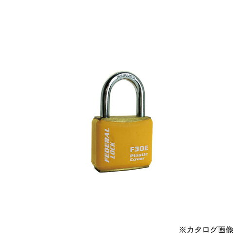 【メーカー名】 ●FEDERAL 【特長】 ●ブラス製南京錠。 ●ポリエチレン製ボディーカバー。 ●レバーロッキング機構。 ●ツルは熱処理加工の鋼鉄製。 【仕様】 ●材質(本体)：黄銅 ●材質(ツル)：鉄 ●鍵：2個付 ●幅(mm)：32....
