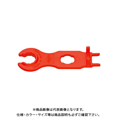 【メーカー】 ●KNIPEX社 【特長】 ●MC4ソーラーコネクター用工具。 ●ボディーはグラスファイバー強化プラスチック製。 ●MC4ソーラープラグのグランド締め付け用。 ●MC4ハウジングのロッキング解除用。 【仕様】 ●品番：9749...