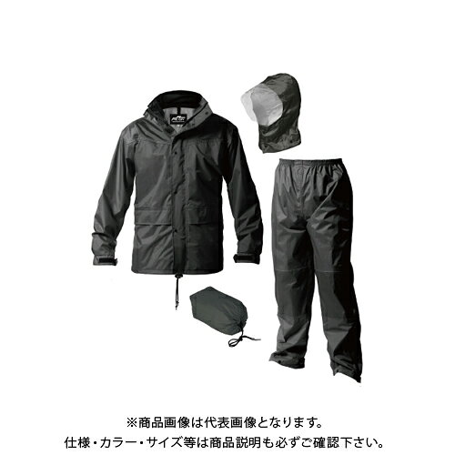 【メーカー名】 ●おたふく手袋 【特長】 ●耐久補強 ●高圧防水 ●防水収納バック付 ●高い耐久性を追求した補強型レインスーツ 【仕様】 ●材質：表/ナイロン100％(PVCラミネート) 裏/ポリエステル100% ●サイズ：L ●カラー：ダ...