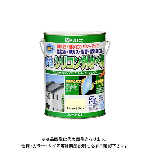 【メーカー】 ●カンペハピオ 【特長】 ●高耐久アクリル・シリコン樹脂配合だから紫外線・排ガス・雪・酸性雨など外敵から建物を守り、長期間風合い・ツヤを保ちます ●臭いが少なく、乾燥も速く、使いやすい水性タイプ ※乾くと雨や水で流れ落ちる事は...