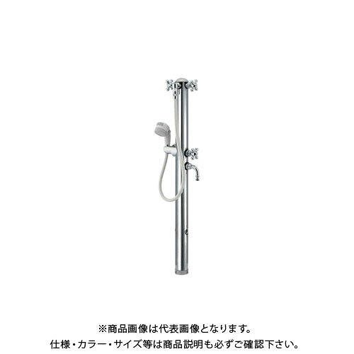 【メーカー】 ●(株)カクダイ 【特長】 ●2ハンドル湯水混合栓柱。 ●上段：湯水混合、ペット用の洗い流し、泥落としに最適、本体横：水専用554-503ホースドラムなどに接続すると水やりに最適、固定コマ仕様、シャワーヘッドは標準・ソフトの切...