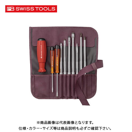 【メーカー】 ●PBスイスツールズ社 【特長】 ●便利な差替式ドライバーのセット。 【仕様】 ●カラー：ボルドー ●質量(g)：383 【セット内容】 ●ドライバーハンドル(8215A) ●マイナスブレード(215C-2・3・4・5) ●リ...