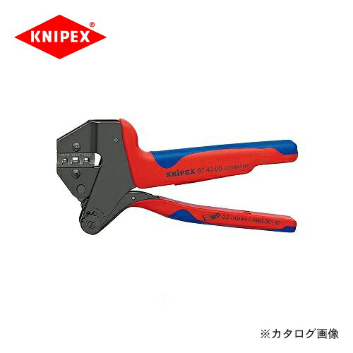 【メーカー】 ●KNIPEX社 【仕様】 ●対応端子：裸端子用クリンピングシステムプライヤー(プラグ幅4.8＋6.3mm) ●能力：0.5-6.0mm2、AWG200 ●長さ：200mm ●重量：615g 【関連商品】 クニペックス KNI...