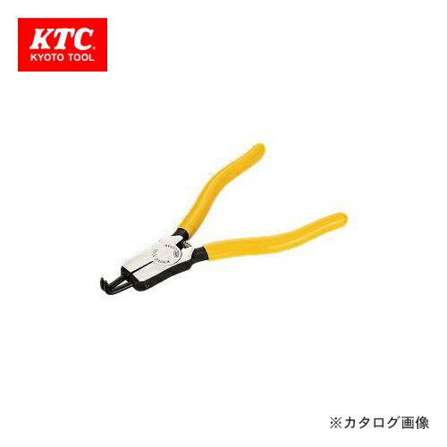 【メーカー】 ●京都機械工具（株） 【特長】 ●本体のカシメ部はガタ付きが少なく、開閉はばね付です。 ●クローの交換が可能です。 【用途】 ●曲爪軸用スナップリングプライヤ 【仕様】 ●リング使用範囲(mm):19〜30 ●全長(mm):1...