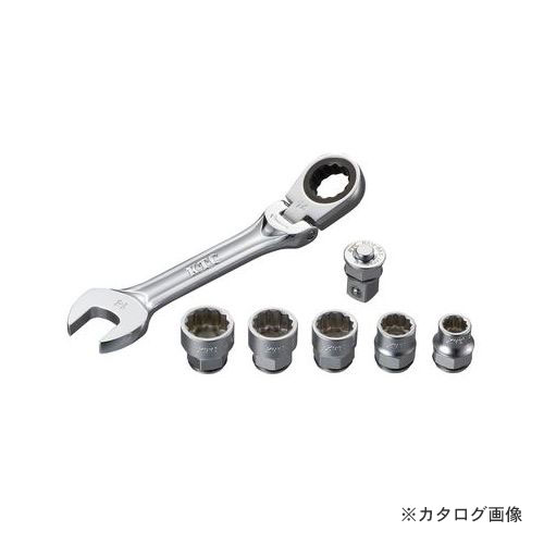 【メーカー】 ●京都機械工具（株） 【特長】 ●樹脂ケース付 ●9.5sq.ドライブ角アダプタ付 ●保管に便利な樹脂ケースと収納トレイ付きです 【仕様】 ●ギア歯数：72 ●重さg：205 【セット内容】 ●ラチェットめがね用ドライブ角アダ...