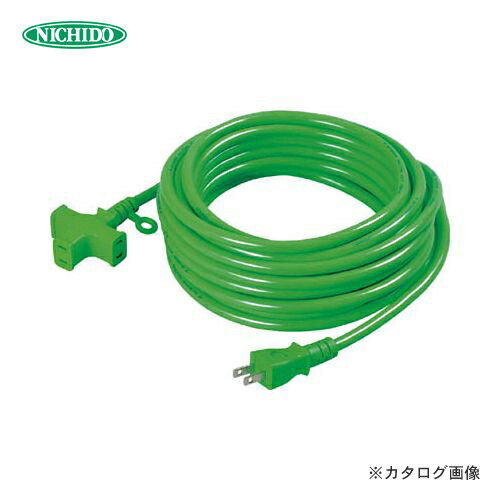 【メーカー】 ●日動工業（株） 【特長】 ●ソフト電線使用十字トリプルコードです。 【用途】 ●軽作業に。 【仕様】 ●コンセント仕様形状:[[二芯]] ●コンセント仕様個数:3 ●コンセント仕様定格:2P・15A・125V ●色:グリーン...