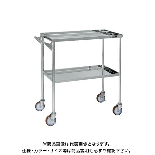 【メーカー】 ●オリジナルブランド 【特長】 ●拭取りやすいコーナー形状 【仕様】 ●外寸：W750×D450×H845mm ●質量：11kg ●材質：SUS304、BA仕上げ(支柱/棚板はSUS304) ●キャスター：100φスチール金具...