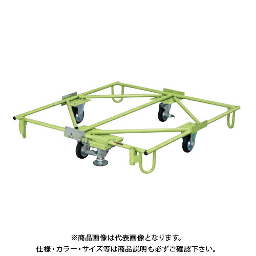 【メーカー】 ●サカエオリジナルブランド 【特長】 ●樹脂パレット専用の台車でハンドパレットがいりません。 ●フロアストッパー付で、任意の位置に台車をロックする事が出来ます。 【仕様】 ●間口W×奥行D×高さH(mm)：1105×1145×...