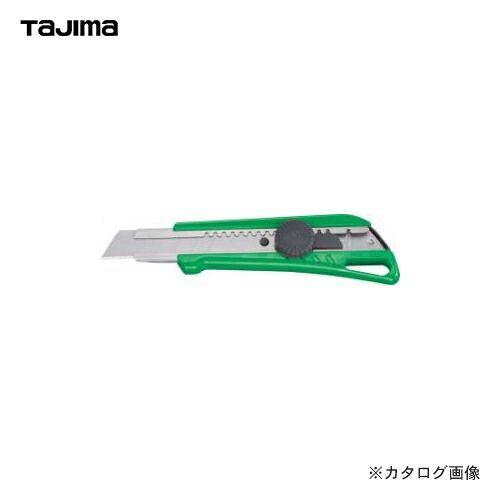 【メーカー】 ●（株）TJMデザイン 【特長】 ●厚物切断用 ●強力ネジ式ロック ●頑丈な0.8mm厚ブレードホルダー ●ボディ内に2枚の替刃を内蔵 ●刃が滑り出ないピッチ送り方式 【製品情報】 ●本体色：緑 ●適合替刃：替刃大 凄刃銀・黒...