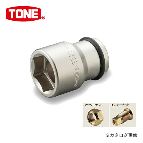 【メーカー】 ●TONE（株） 【特長】 ●大型バス・トラック用ホイールナット着脱専用です。 【仕様】 ●差込角(mm):19.0 ●全長(mm):80 ●対辺寸法(mm)6角:41 ●対辺寸法(mm)4角:21 ●質量(g):825 ●ア...