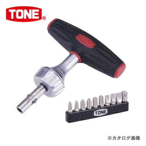 【メーカー】 ●TONE（株） 【特長】 ●握りやすく力をかけやすいT型グリップ ●ビット差替式で様々な用途で大活躍！ ●ラチェット機能で楽々作業 ●チェンジノブを回すだけで左・右回転、固定の切替が可能。 【用途】 ●向上などの本格作業 ●...