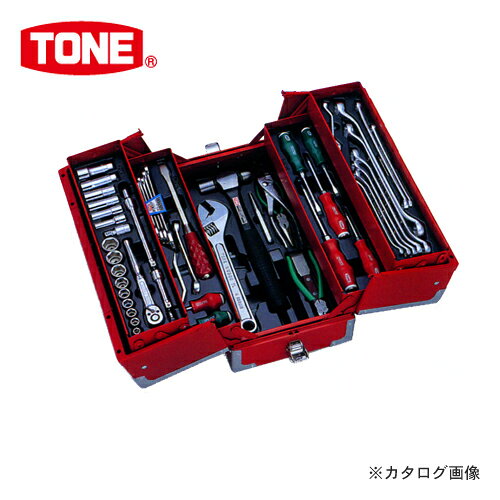 【メーカー】 ●TONE（株） 【特長】 ●自動車整備用として様々な場面で活躍する充実のセット ●天面フラットV形3段式メタル ●全段プラスチックトレー付 ●質量：13.9kg 【セット内容・付属品】(全63点) ●ソケット(6角)：3S-...