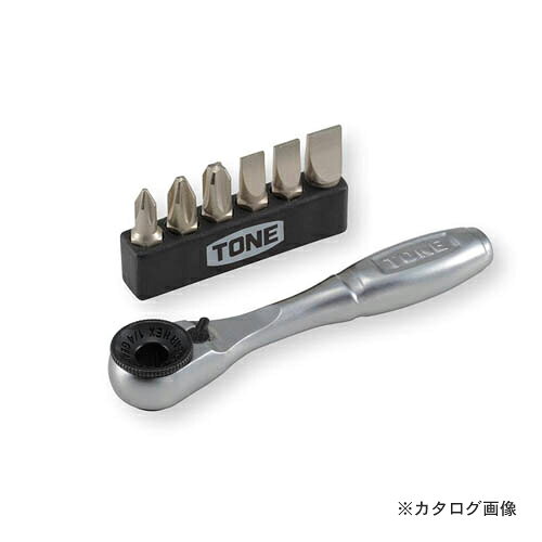 【メーカー名】 ●TONE（株） 【特長】 ●細かな送り角度と早回し機能により、狭い場所での作業に便利な差替式のビットラチェットセット。 ●使用頻度の高いビットを厳選した充実の内容。 【使用】 ●製品番号：BR、BTPM6S、BTB6 ●ド...