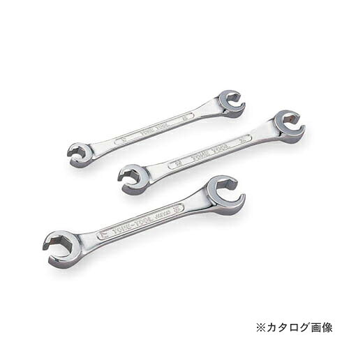【メーカー名】 ●TONE（株） 【特長】 ●配管用のレンチです。 ●ブレーキパイプや高圧パイプ用ナットの作業に最適です。 ●角度は力を加えやすい15°設計。 【仕様】 ●二面幅寸法(mm)：10×11 ●寸法(mm)：(D1)21.0、(...