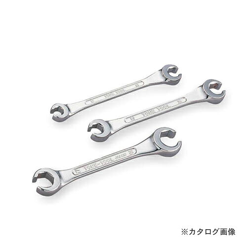 【メーカー名】 ●TONE（株） 【特長】 ●配管用のレンチです。 ●ブレーキパイプや高圧パイプ用ナットの作業に最適です。 ●角度は力を加えやすい15°設計。 【仕様】 ●二面幅寸法(mm)：17×19 ●寸法(mm)：(D1)30.5、(...