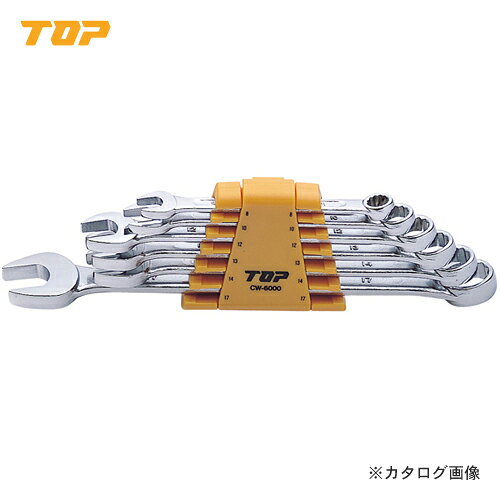 【メーカー】 ●トップ工業（株） 【特長】 ●スパナとめがねレンチを組み合わせた1丁で2役のレンチです。 ●スパナ部は仮締め用、めがね部は本締め用として使用できます。 ●めがね部角度は15°です。 【用途】 ●ねじの締め緩めに。 【仕様】 ...