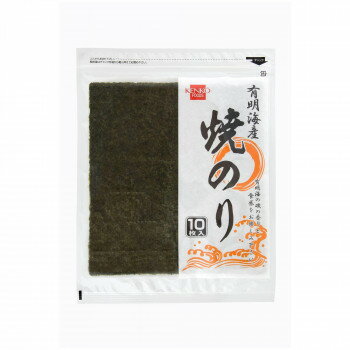 有明海の海苔を使用した焼きのり適度な海水の温度と日本一の干満差によりおいしく育った、有明海の海苔を使用した焼きのりです。おにぎり・手巻き寿司などの海苔料理にご使用ください。内容量10枚サイズ個装サイズ：15×15×20cm重量個装重量：50...