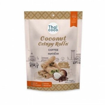 やさしい甘さとサクサク食感ココナッツミルクと黒ごまを生地に練り込みロール状にして焼いたタイの定番菓子にコーヒー風味をプラスしました。やさしい甘さとサクサク食感をお楽しみください。※記載の賞味期限は、未開封の状態で保存いただいた場合の期限です...