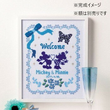 世界中で愛されているディズニーキャラクター。お花やリボンなどかわいいモチーフが魅力のウェルカムボード。中心のミッキー&ミニーと蝶々はフロッキーワッペンです。技法はクロス・ステッチ。額(W-35)は別売。技術レベルは初級〜中級者向。サイズ個装...