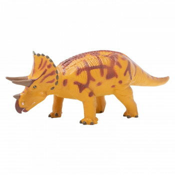 やわらか素材のあそべるフィギュア力強さや重量感が増したブラウンカラーのトリケラトプスのビニール製フィギュアです。小さなお子様が触れても安全な素材を使用しているため、リビングや子ども部屋に安心して遊んでいただけます。手で押すと簡単に凹む柔らさ...