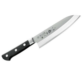 桜吟シリーズの三徳包丁。プロも納得のデザインと機能性。切れ味、耐久性、厳しい要求に応える本割込包丁。サイズ全長約290mm、刃渡り:約165mm個装サイズ：6.2×33.0×2.7cm重量約175g個装重量：250g素材・材質刃身:ステンレ...