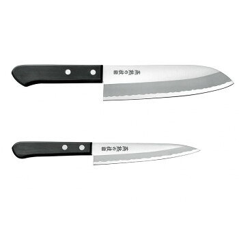 燕の職人の技が光る三徳包丁＆ペティナイフ!!毎日の調理に欠かせない三徳包丁とペティナイフを組み合わせた、実用性の高い2本セットです。サイズ三徳包丁:全長約280mm(刃渡り:約165mm)、ペティナイフ:全長約240mm(刃渡り:約135m...