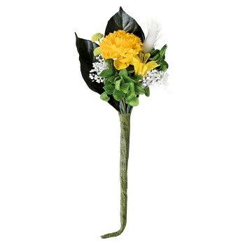 プリザーブドフラワーのミニ仏花プリザーブドフラワーとアーティシャルフラワーを組み合わせた仏花です。花筒や花瓶にそのまま入れてお供えに。※花材等は、生花を加工していますので変更になる場合がございます。サイズ100×60×220mm個装サイズ：...