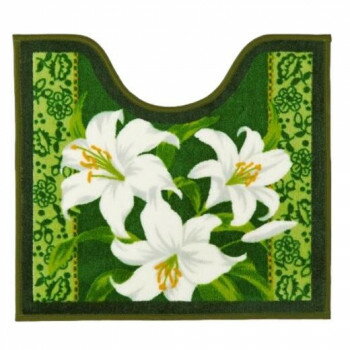 存在感のあるユリ柄でトイレをエレガントに演出♪スタンダードなサイズのトイレマットです。裏面にすべりにくくするための加工を施しております。洗濯機で洗えますので、清潔にお使いいただけます。サイズ約55×60cm個装サイズ：30.0×22.0×5...