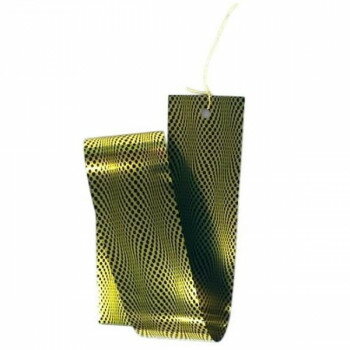 立体的に浮き出て見える農地のような広い場所では5m間隔でも効果があります。サイズ長さ490×幅50mm、紐の長さ:460mm個装サイズ：6×50×5cm重量個装重量：10g素材・材質テープ:PETアルミ蒸着フィルム紐:ポリエチレン撚糸(銀ラ...