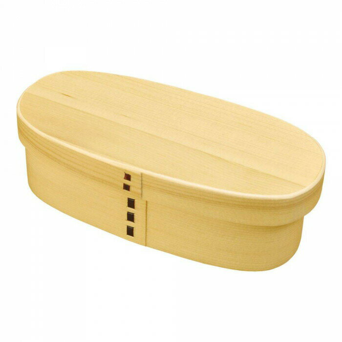 白松を使用したわっぱ弁当箱!お手入れしやすい全面塗装です。サイズ約18×8×H6cm個装サイズ：18×8×6cm重量個装重量：500g素材・材質松(塗装:ウレタン)仕様容量:約400ml食器洗浄機不可仕切付付属品ゴムバンド生産国中国白松を使...